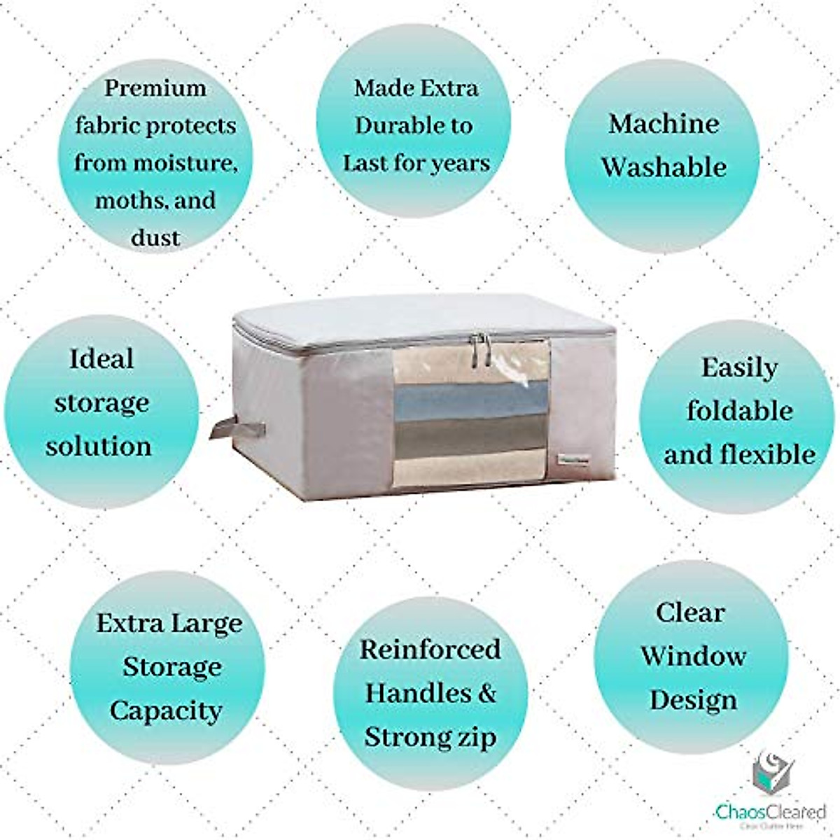 Comforter Storage Bag - Folding Organizer bag for King/Queen Comforters, Pillows, Blankets, Bedding/Quilt, Blanket, Duvet, Mothproof Space Saver; Large Collapsible Organizers, 24"x14"x11"