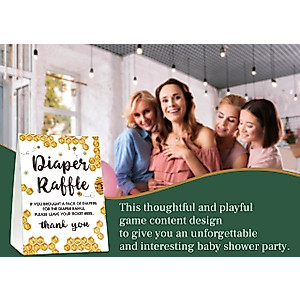 Gihyan Diaper Raffle Baby Shower Game Set(1 Standing Sign + 50 Guessing Cards), Bumble Bee Diaper Raffle Tickets for Baby Shower, Honey Honeycomb Baby Shower Party Favor Decor - B07