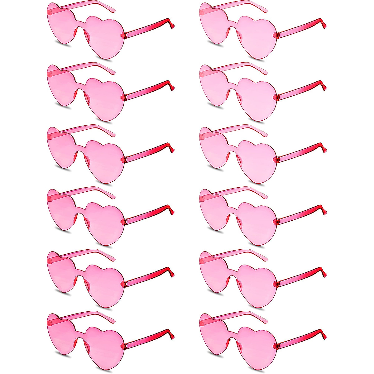 60 Pairs Heart Sunglasses Pink Heart Shaped Rimless Sunglasses Transparent Heart Frameless Glasses Candy Color Heart Sunglasses for Party Favor Cosplay