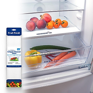 Grand Fusion Crisper Drawer Liner, Zeolite-Infused Material to Keep Produce Fresh Longer, Extend Fruits and Veggies Life with Ethylene Gas Absorption and Reduce Waste. Clear. Pack of 4