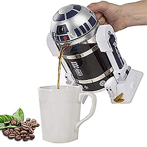 TEENKON French Press Insulated 304 Stainless Steel Coffee Maker, 32 Oz Robot R2D2 Hand Home Coffee Presser, with Filter Screen for Brew Coffee and Tea