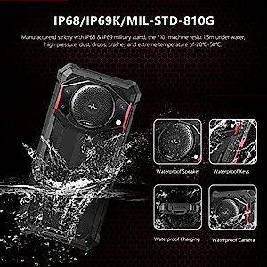 FOSSIBOT Rugged Smartphone,10600mAh Battery Rugged Cell Phone123dB Loudest Speaker Unlocked Phone 7+64GB 5.45" HD+ Rugged Smartphone Unlocked IP68 Waterproof Phone Android 12 24+8MP Camera OTG F101