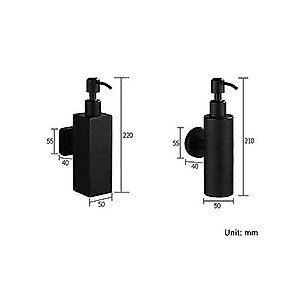 Soap Dispensers Soap Bottle Stainless Steel blackhouse Hotel Wall-Mounted soap Dispenser soap Shampoo Shower Gel Bottle Countertop (Color : Cylindrical B)