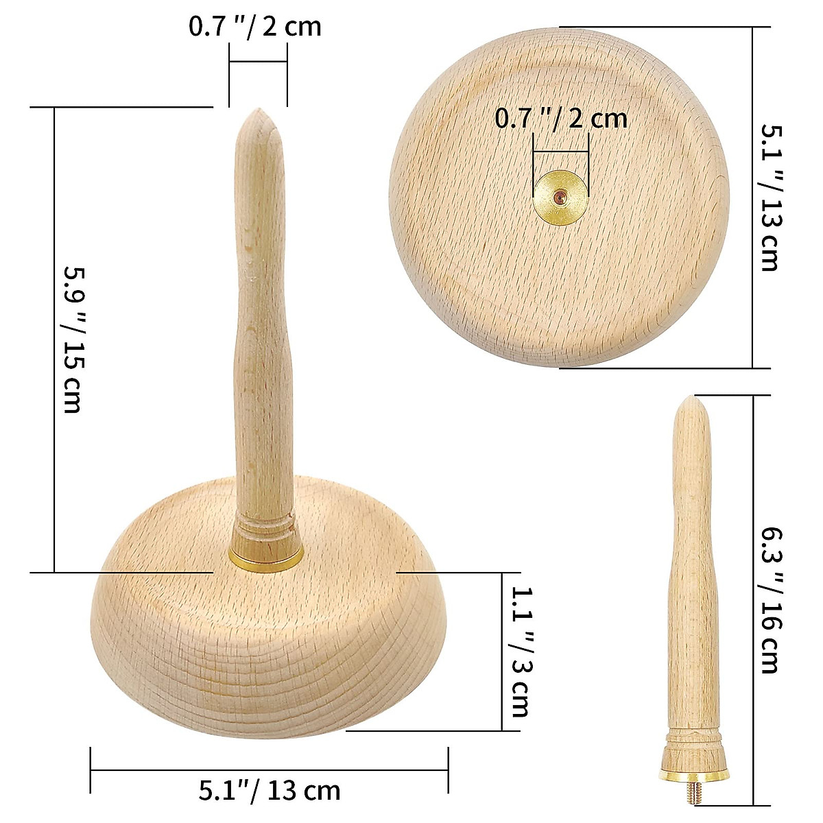 HAND U JOURNEY Premium Beechwood Yarn Holder with Brass Twirling Mechanism | Stand Ball Spindle Crochet and Sewing Tool | Wood Cord Organizer for Knitting, Embroidery and Crafts