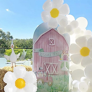 10 Pieces Daisy Mylar Balloons White Daisy Foil Balloons Decorations for Daisy Party, Birthday, Baby Shower, Wedding Decorations Supplies