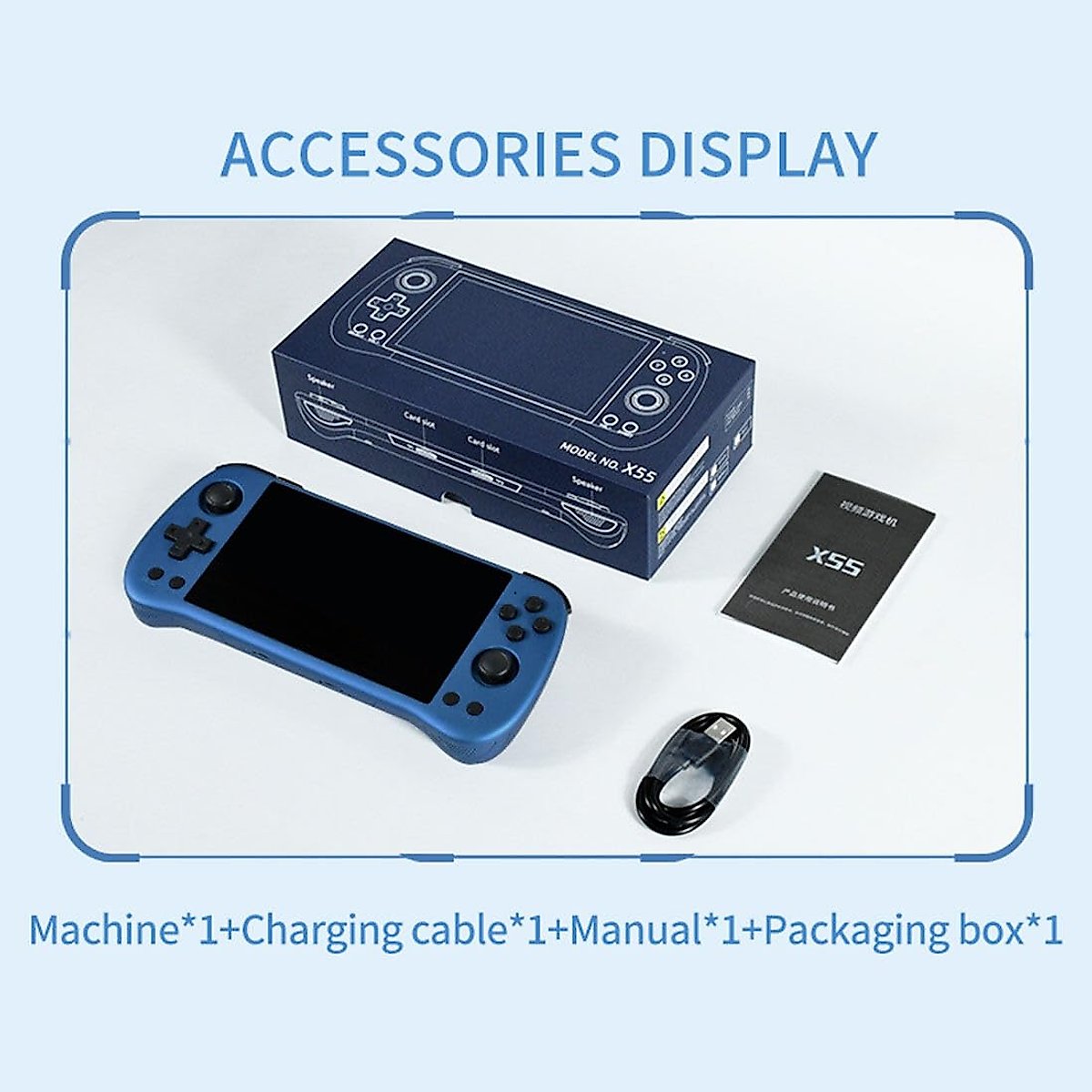 Powkiddy X55 Handheld Retro Game Console with 30000 Games, 5.5-Inch Game Arcade Video Gaming Console ( 16G+256G Black) Handheld Emulator - 2023 Latest Version