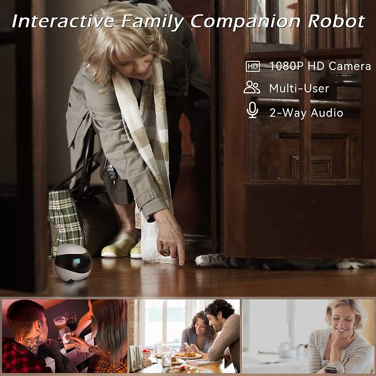 Enabot Ebo SE Movable Smart Pet Dog Camera Robot, Wireless Auto-Cruise Self-charging 1080P HD w/Night Vision 2-Way Audio APP Remote Control Motion Detection IP Cam Home Camera 2.4G/5G Wifi