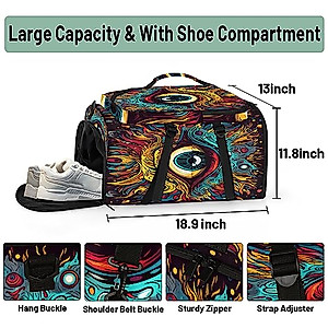 Colorful Eyes Astrology (01) Gym Duffle Bag for Traveling Sports Tote Gym Bag with Shoes Compartment Water-resistant Workout Bag Weekender Bag Backpack for Men Women