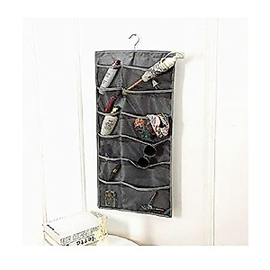 Hanging Closet Organizer for Underwear, Space Saving Storage Pocket Bag Dual-Sided for Bra,Jewelry,Stockings,Panties, Socks, 30 Pockets (Gray)