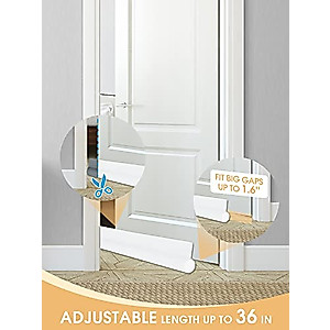 Door Draft Stopper, 36inch Door Sweep Noise Blocker (White)
