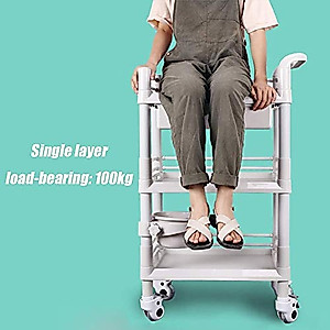 MTYLX Multifunctional Portable Trolleys with Wheels,Dental Mobile Utility Trolley Serving Cart with Wheels and Two Drawer, Gray White,64.5×44.5×98Cm