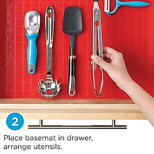 KMN Home DrawerDecor Customizable Organizer, Drawer and Shelf Cabinet Liners, Non-Slip and Easy Clean, Deluxe Starter Kit, 16 Piece - Red