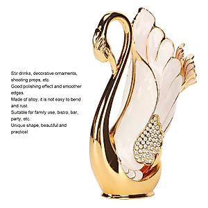 GLOGLOW Swan Base Holder, Innovative Gold Smoother Edges Swan Base Holder Coffee Dinnerware Set with Forks Spoons for Bistros Bars Amily (Golden White Spoons)