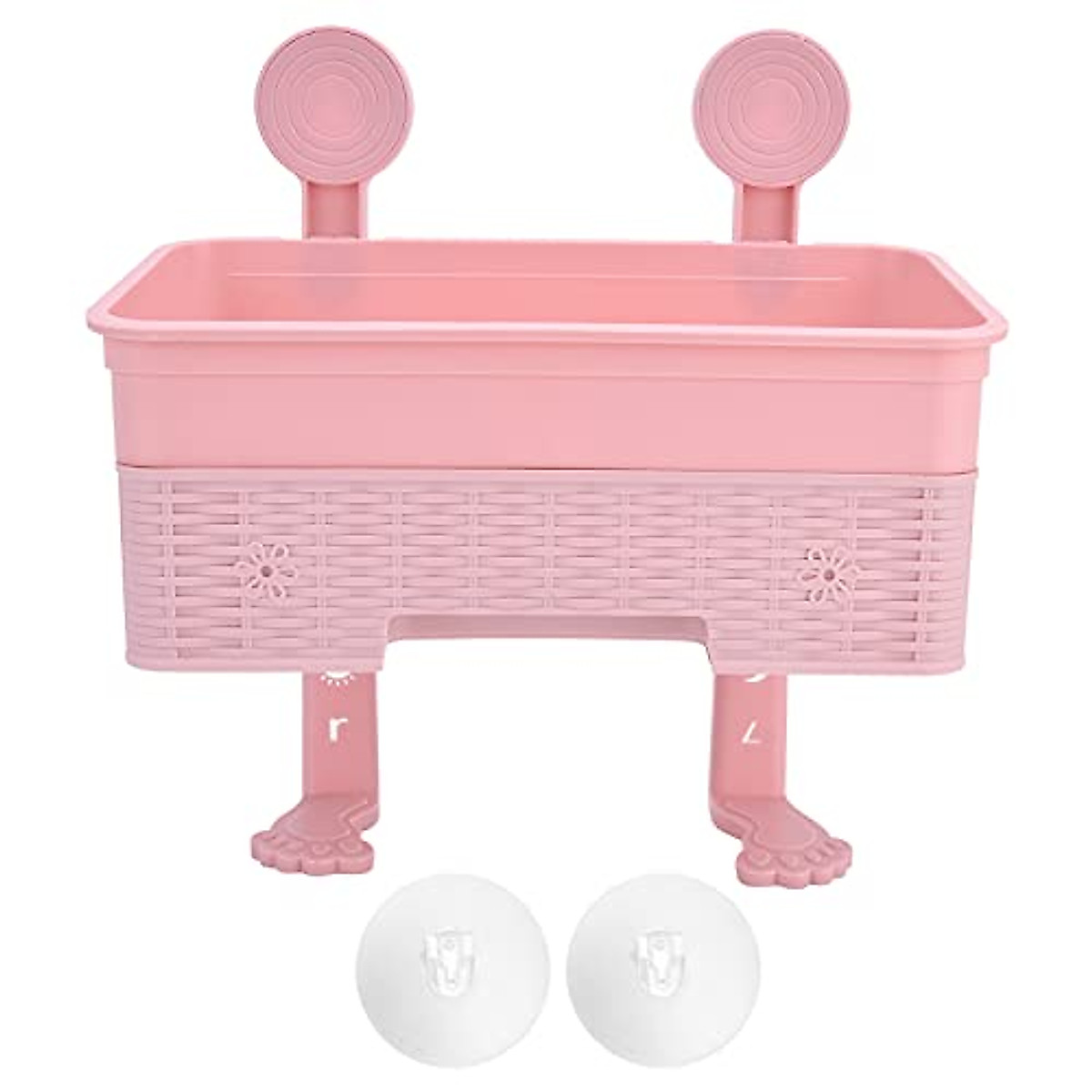 Double‑Layer Bathroom Shelf,Shower Caddy Basket Shelf Set,Toilet Tissue Box Punch Free Kitchen Bathroom Storage Rack,Wall Mounted Holder for Bathroom Shower Kitchen(Pink)