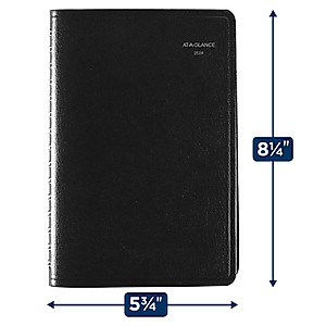 AT-A-GLANCE 2024 Daily Planner, DayMinder, Quarter-Hourly Appointment Book, 5" x 8", Small, Black (G1000024)