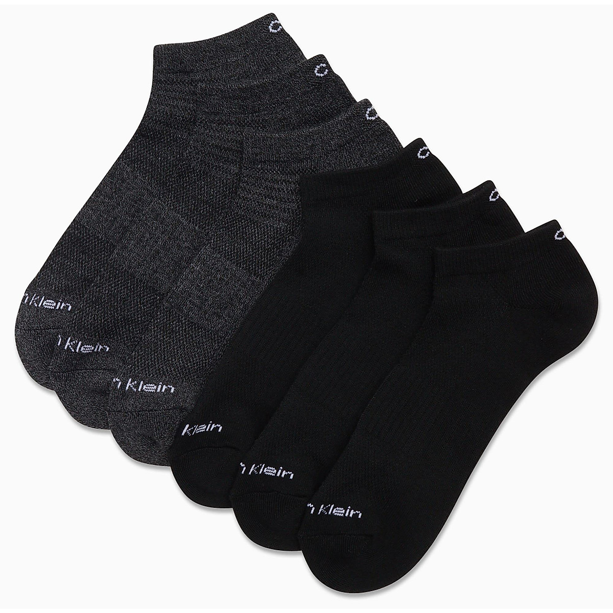 Calvin Klein Men's Socks - No Show Ankle Socks (6 Pack), Size 7-12, BlackCharcoal