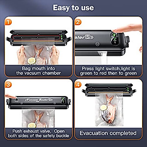 AllToU Vacuum Sealer, Food Saver Vacuum Sealer Machine, Sealer Machine Mini for Food Storage Dry and Moist Food Modes Compact,Mason Jar Vacuum Sealer
