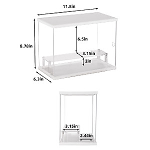 Acrylic Display Case Display Box with White Lid and White Base, Dustproof Showcase Figurines Collection Acrylic Cube for Toy Dolls Souvenirs Models(11.8 X 6.3 X 8.7 INCH)