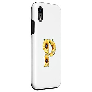 iPhone XR Letter P Initial Monogram Sunflower Minimalist Women Yellow Case