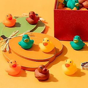 Haooryx 60pcs Christmas Mini Rubber Ducks Mini Float Ducky Pool Toys Novelty Squeeze Ducks for Christmas Festival Theme Party Favors Supplies Basket Stuffer Baby Shower Birthday Pool Party Decoration