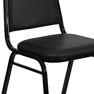 BizChair 4 Pack Trapezoidal Back Stacking Banquet Chair in Black Vinyl with 2.5" Thick Seat