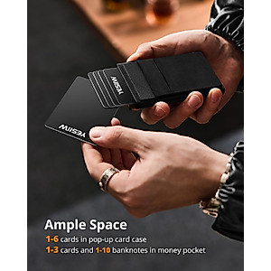 YESIIW Ultra-slim Wallet for Men - Pop up Card Holder Mens Wallet with RFID Protection Minimalist Metal Wallets Billeteras de Hombres Gifts for Men Dad Husband Boyfriend Black