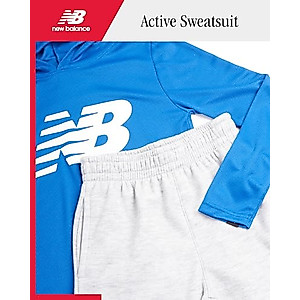New Balance Boys' Active Sweatsuit - 2 Piece Waffle Knit Hoodie Sweatshirt and Sweatpants - Jogger Pants Set for Boys, 7-12, Size 12, Cobalt/Grey