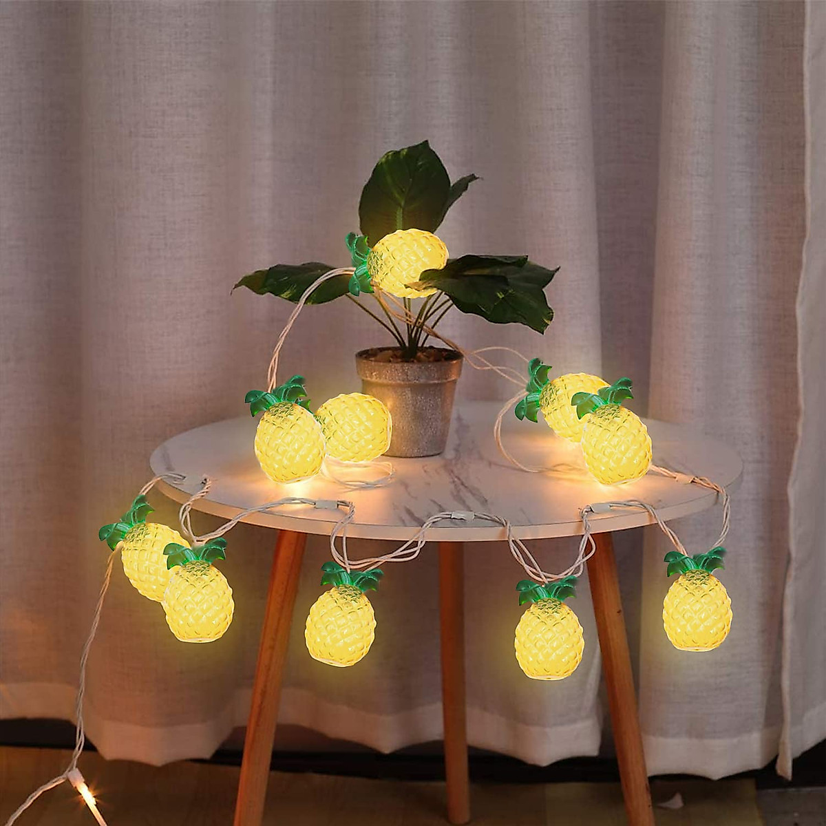 Dr.BeTree Pineapple String Lights 8.5ft, Funny Pineapple String Lights 10 Large Pineapple Lights, Tropical Beach Themed Pineapple Fairy Lights for Home Birthday Party Decor, White Wire