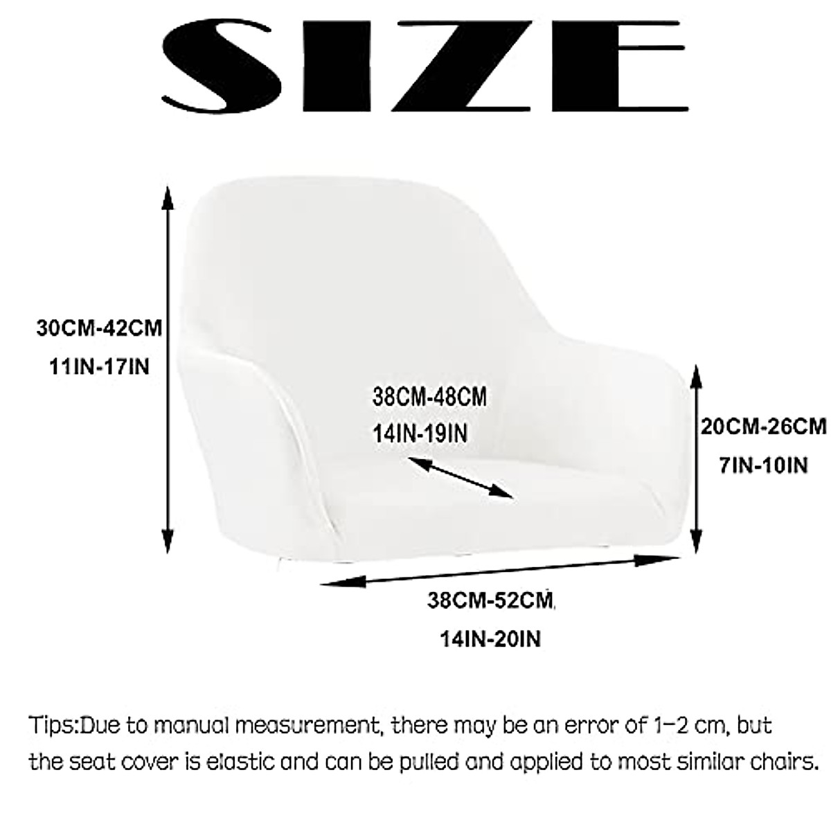 QINU KEONU Only 1 White Velvet Swivel Armrest Curved Back Home Office Desk Chair Covers Stretch Wingback Dining Chair Cover Protector for Vanity Living Room (White, 1)