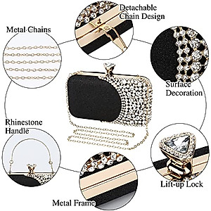 UBORSE Women Clutch Bag Rhinestone Bling Sequin Evening Bags Vintage Crystal Beaded Wedding Cocktail Party Purse