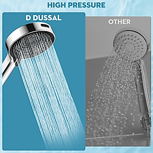 D DUSSAL Handheld Shower Head, High Pressure 7-mode Shower Head, Hand Held Shower Head, 202 Anti-clogging Silicone Nozzles, Built-in Power Wash to Clean Tub, Clean Corner,Tile & Pets - Chrome