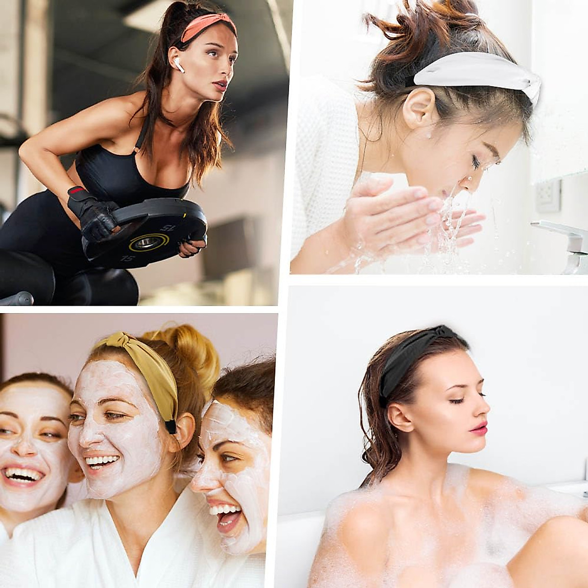 DIYDEC 7PCS Knotted Headbands for Women, Fashion Hairbands for Girls Wide Elastic Non Slip Top Knot Hair Hoops Head Bands Accessories