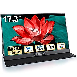 Portable Monitor for Laptop 17.3", FHD 1080P 100% sRGB Travel Monitor for Laptop, Portable Computer IPS Display w/VESA, External Monitor USB-C 60Hz HDR HDMI Portable Screen w/Smart Cover & Speakers