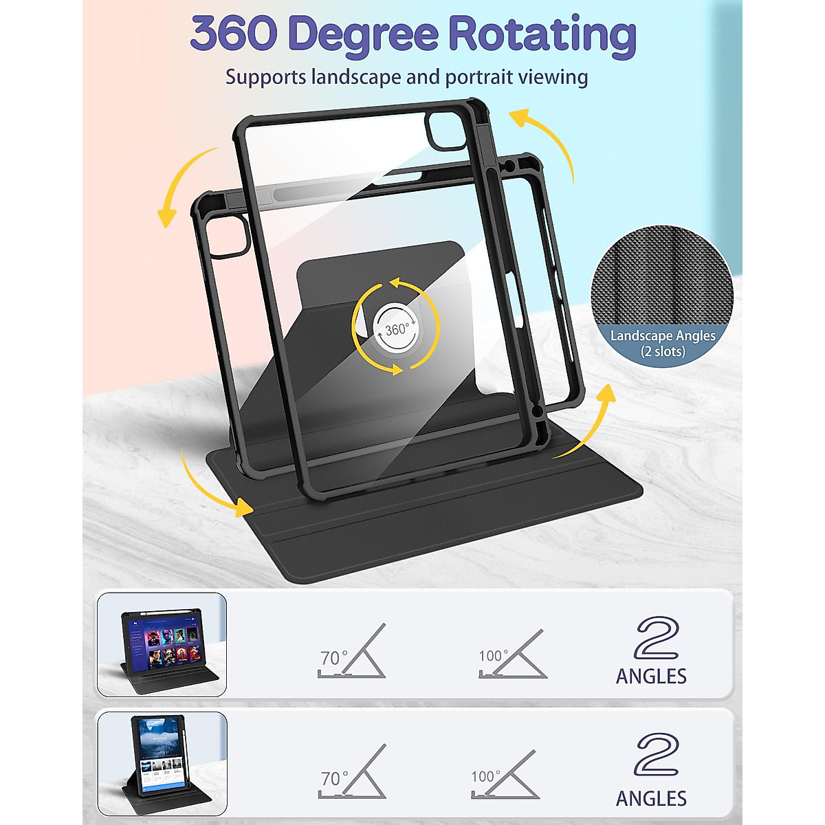 Uppuppy for iPad Air 11 inch Case, Air 5th/4th Generation 10.9, Pro 11'' Case Women Girls for Apple Pencil Holder Cute Plaid Rotating Folio Cover for iPad Air 11 2024 (M2), 10.9 2022 2020, Pro 11