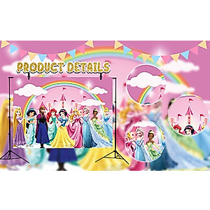 Princess Rainbow Backdrop Dreammy Pink Castle Shining Photography Background Girl Children Baby Shower Birthday Party Decoration Photo Studio Booth Props 7x5FT