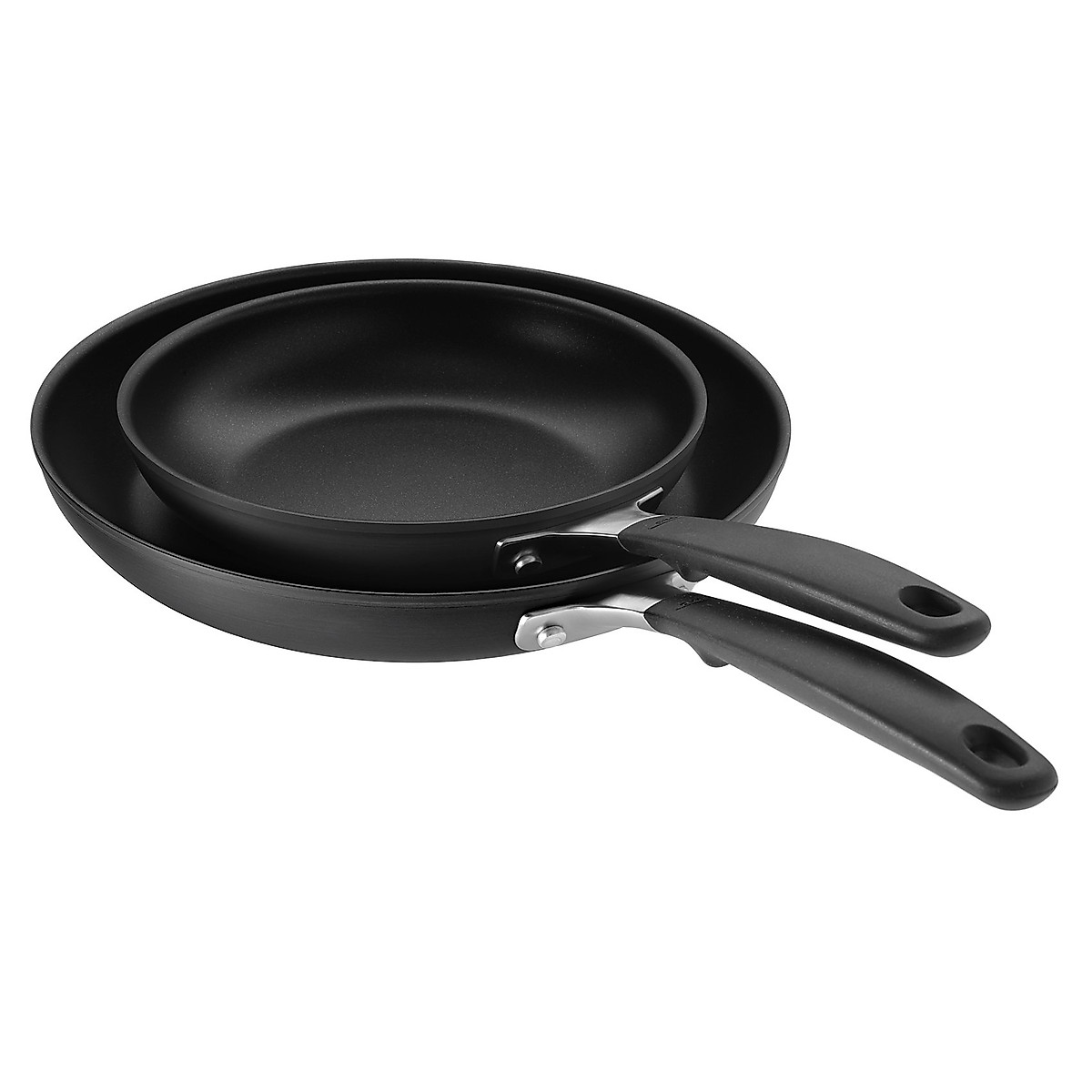 OXO Black Good Grips Non-Stick Frying Pan Set, 8" and 10" & Non-Stick Pro Dishwasher safe 12" Open Frypan