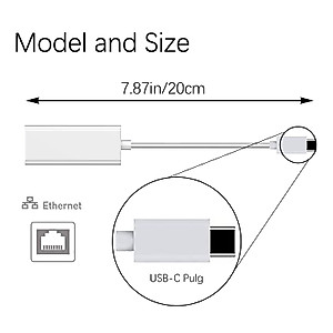 USB-C to Ethernet Adapter,Type-C to RJ45 LAN 10 100 Network Wired Adapter Compatible with Nintendo Switch Wii Wii U MacBook Surface Notebook PC Windows XP Vista Mac/Linux ASIX AX88772 Chipset