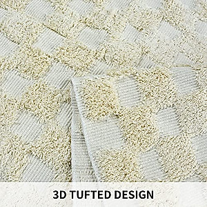 Zeeinx Boho Bathroom Rugs 2'x3' Cotton Hand Woven Area Rug with Tassels Cute Checkerboard Tufted Rug Farmhouse Throw Rug for Laundry Bedroom Living Room Entryway