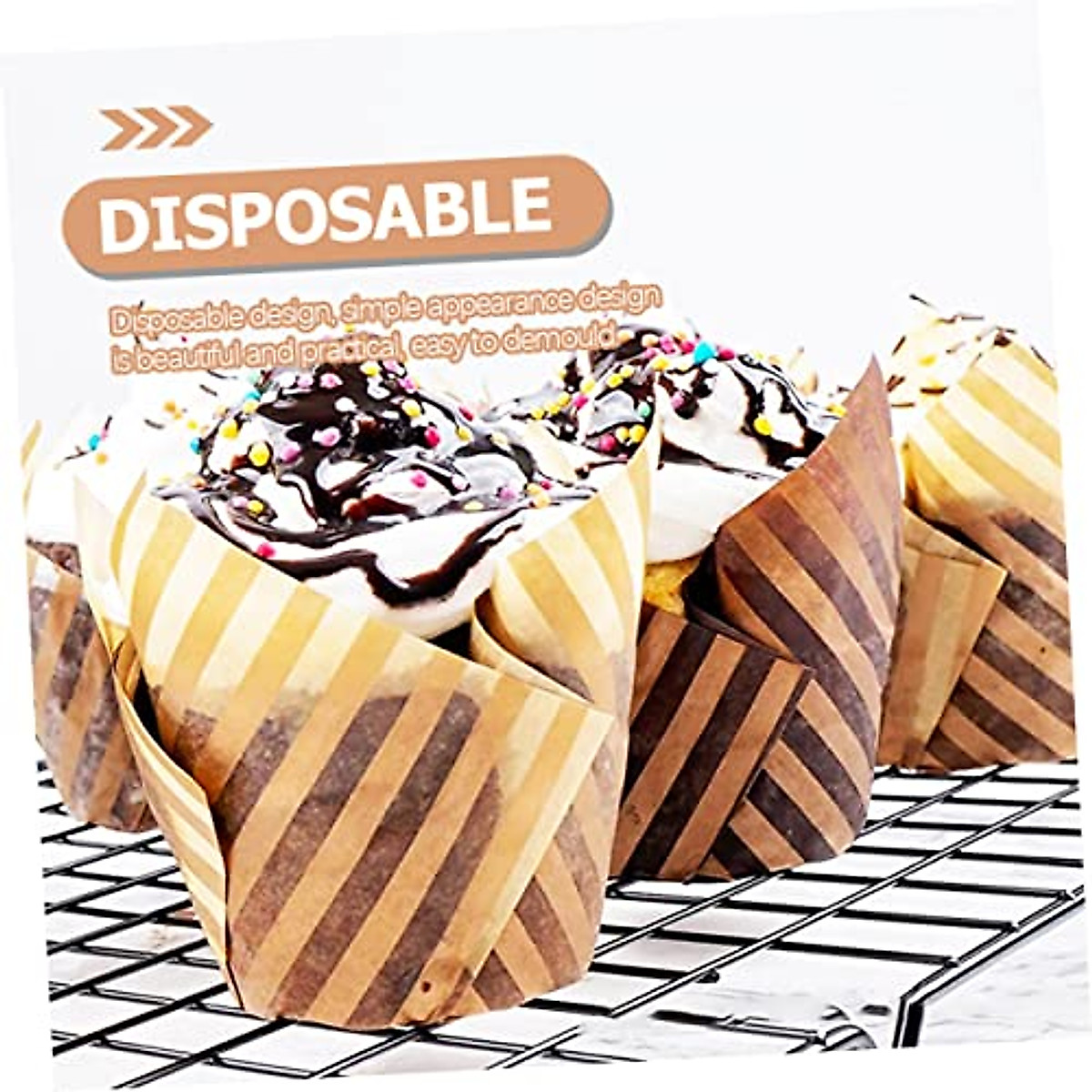 UPKOCH 200pcs Cuake Party Design Dark Shower Tulip Wrappers Liners Wedding Shop Paper Liner Dessert Baking for Greaseproof Decoration Birthday Portable Muffin Cake and New Cases