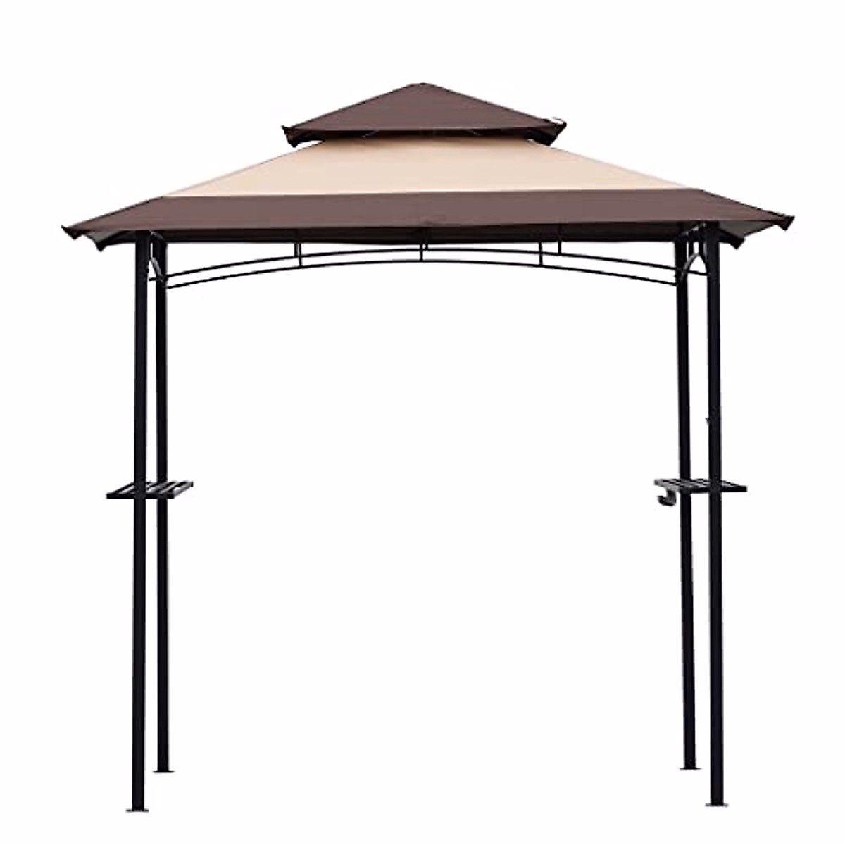 LIRUXUN Outdoor Grill Gazebo 8 X 5 Ft Shelter Tent Double Tier Soft Top Canopy and Steel Frame with Hook and Bar Counters