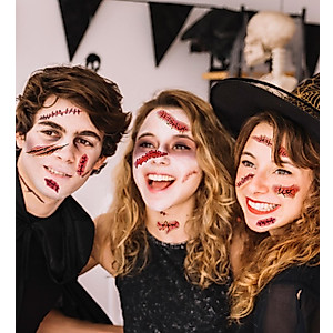 320 Pcs Halloween Tattoos,Temporary Zombie Tattoos, 30 Sheets Halloween Temporary Tattoos, Waterproof Fake Scars Horror Fake Bloody Wound Tattoo Stickers for Adult Kids Halloween Party Cosplay