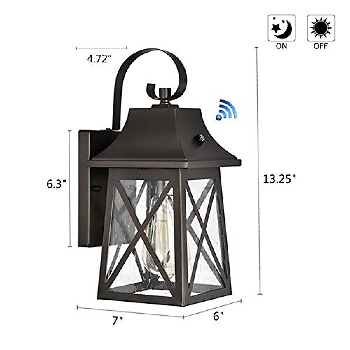 FLALINKO Dusk to Dawn Outdoor Wall Sconce - 2 Pack 14" Farmhouse Porch Light in Oil Rubbed Bronze Finish Clear Seedy Glass for Garage, Patio, Porch, Doorway, Entryway (ORB, Twin Pack)