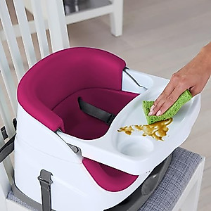 Ingenuity Baby Base 2-in-1 Booster Feeding and Floor Seat with Self-Storing Tray - Pink Flambe