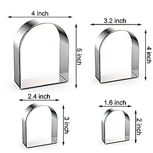 Arch Cookie Cutter Set Large - 5 Inch, 4 Inch, 3 Inch, 2 Inch - Geometric Cookie Cutters Shapes Molds - Stainless Steel
