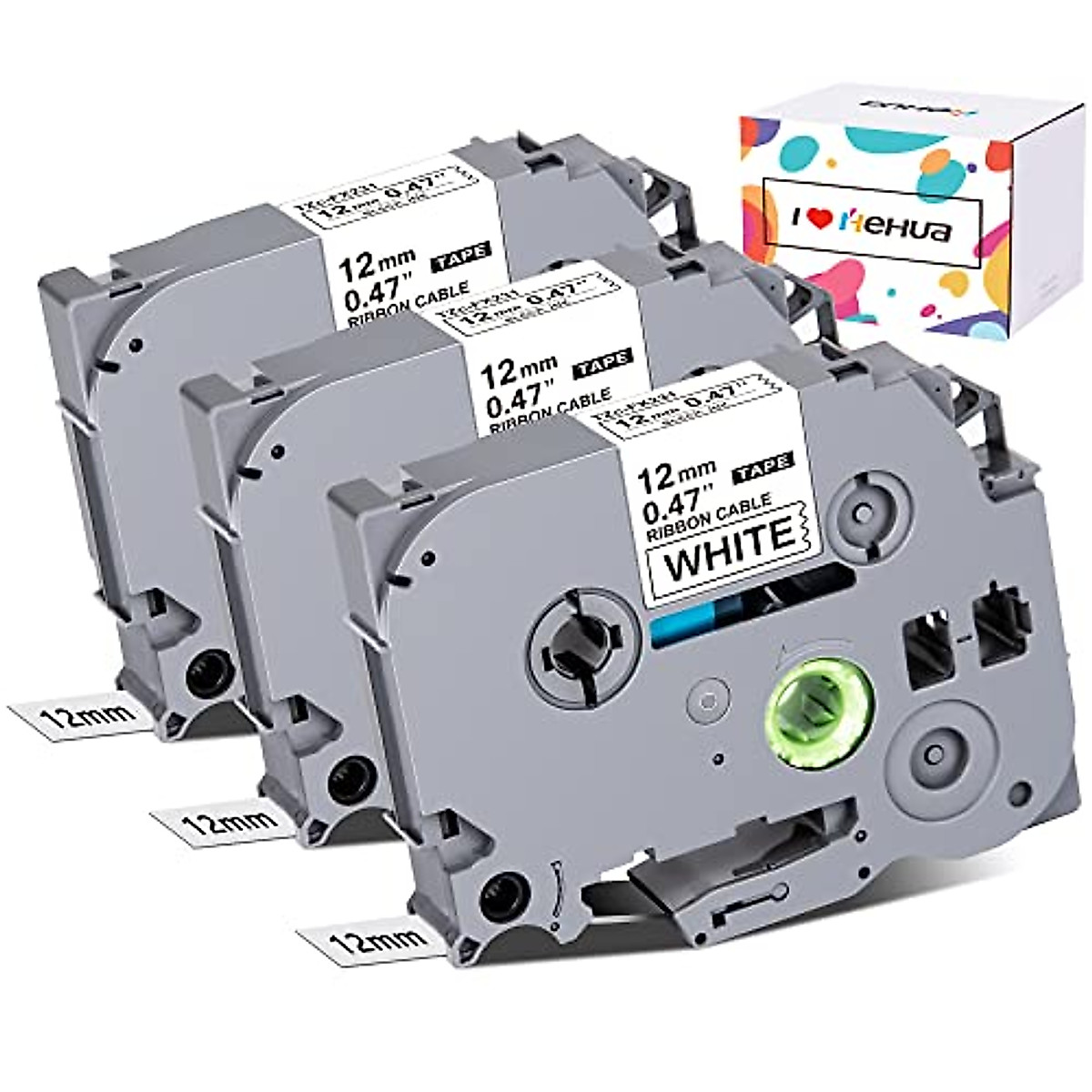 Hehua Compatible TZe-FX231 Flexible Label Tape Replacement for Brother TZeFX231 Cable Label Black on White 0.47" x 26.2' Work for P-Touch PT-D210 PT-D400 PT-H100 PT-D200 PT-D600 Labelmakers, 3 Pack