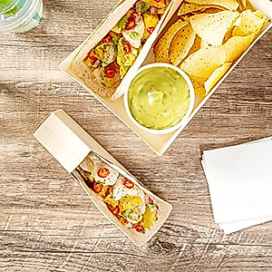 Restaurantware Bio Tek 6 .25 x 2 x 3.75 Inch Single Taco Holder 200 Greaseproof Stand Up Taco Holder - Large Self-Standing Kraft Paper Paper Taco Holder Freezable