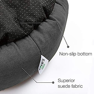 Love's cabin Round Donut Cat and Dog Cushion Bed, 20in Pet Bed for Cats or Small Dogs, Anti-Slip & Water-Resistant Bottom, Super Soft Durable Fabric Pet beds, Washable Luxury Cat & Dog Bed Dark Grey