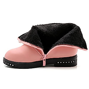 Lykmera Shoes Kids Knot Toddler Infant Princess Boots Fashion Leather Shoes Toddler Girls Winter Boots Shoes Ankle Boots (Pink, 4-4.5 Years Little Kids)