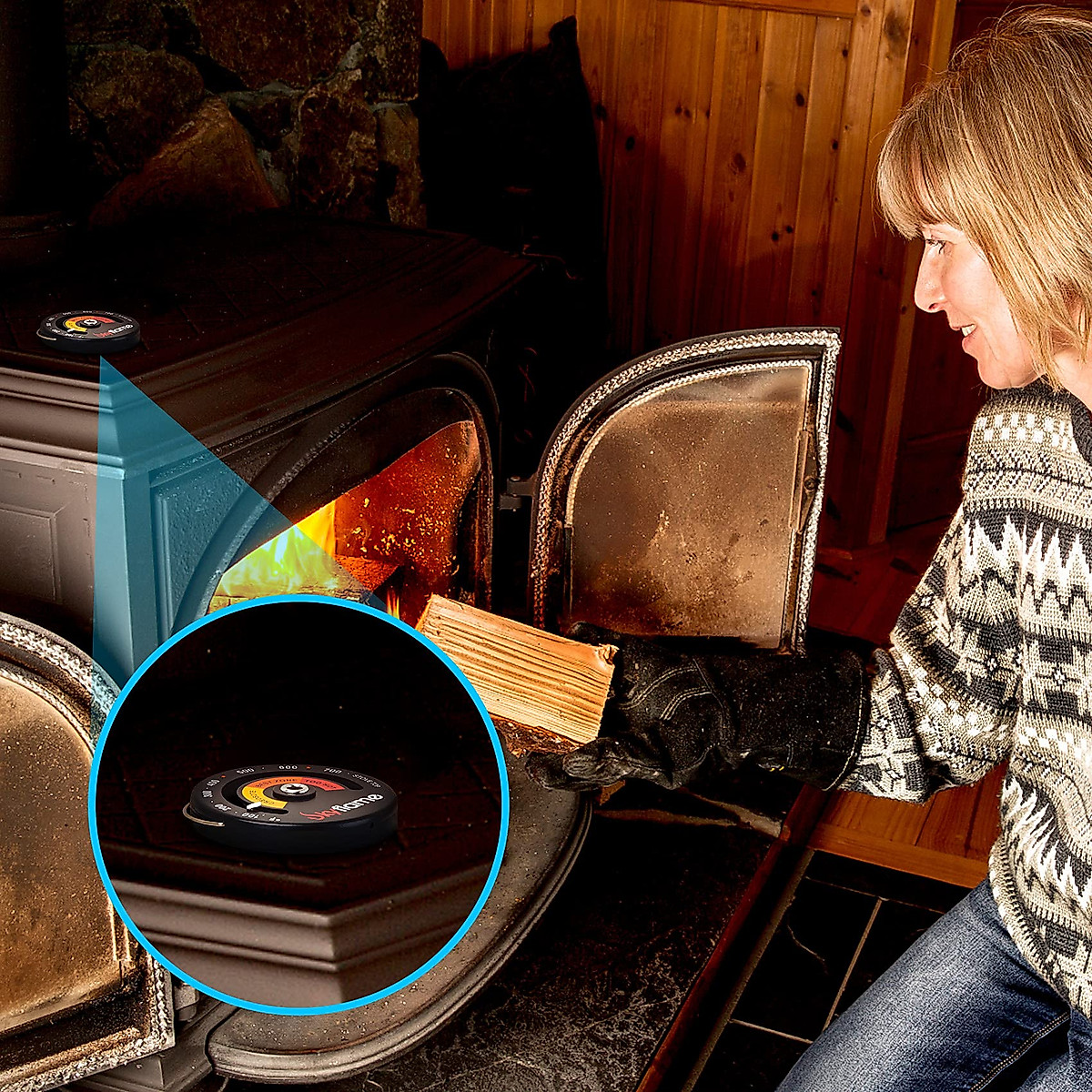 Skyflame Magnetic Top Thermometer Wood Stove Temperature Meter with Large Dial, Fireplace Accessories for Stove Top/Gas Stoves/Pellet Stove