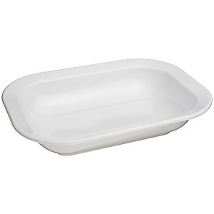Carlisle FoodService Products Plastic Recatangle Baker Server Rectangular Dish for Home and Restaurant, Melamine, 28 Ounces, White, (Pack of 12)